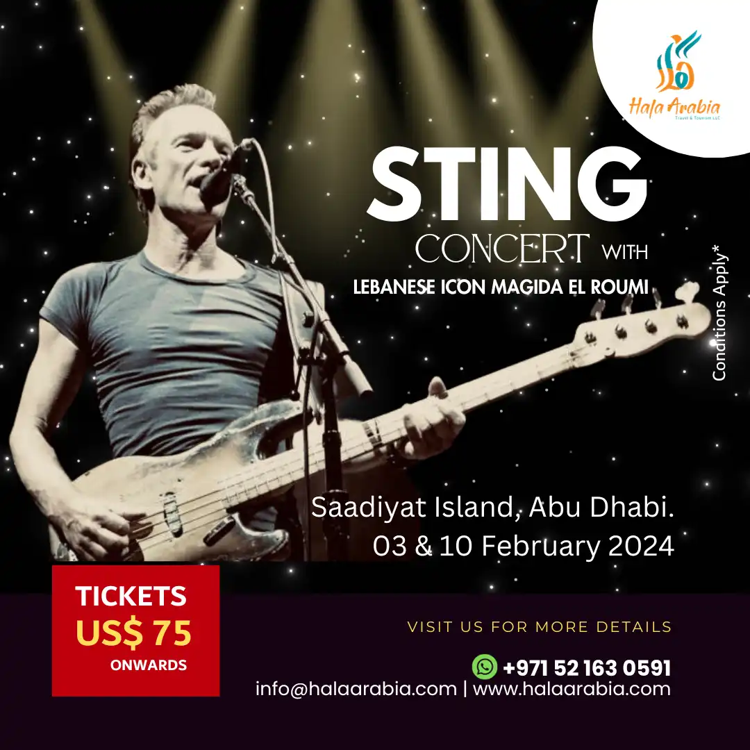 Unlock Sting Concert Tickets at Saadiyat Island, Feb 3
